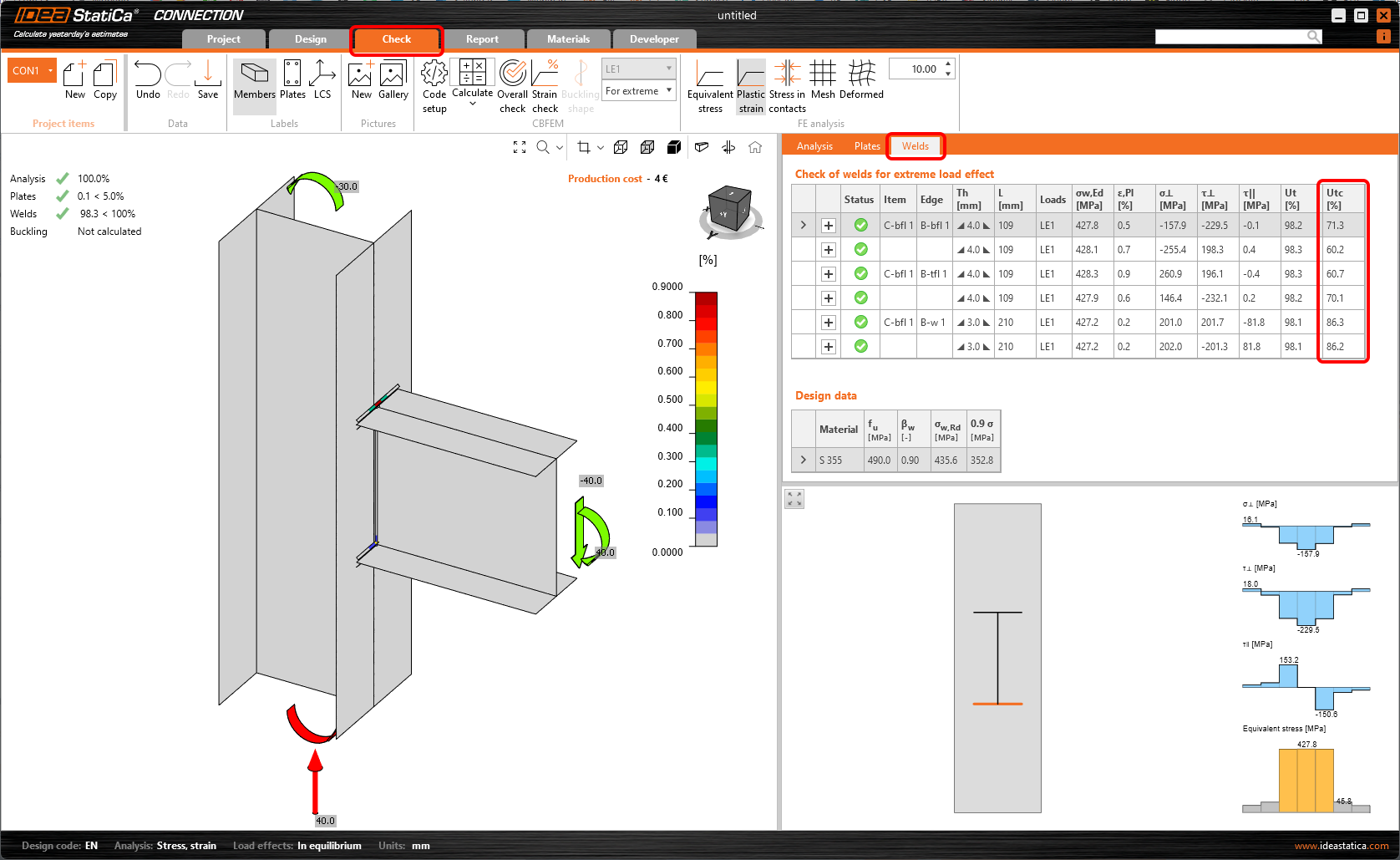 Welds – autodesign, input, warnings, visualization | IDEA StatiCa